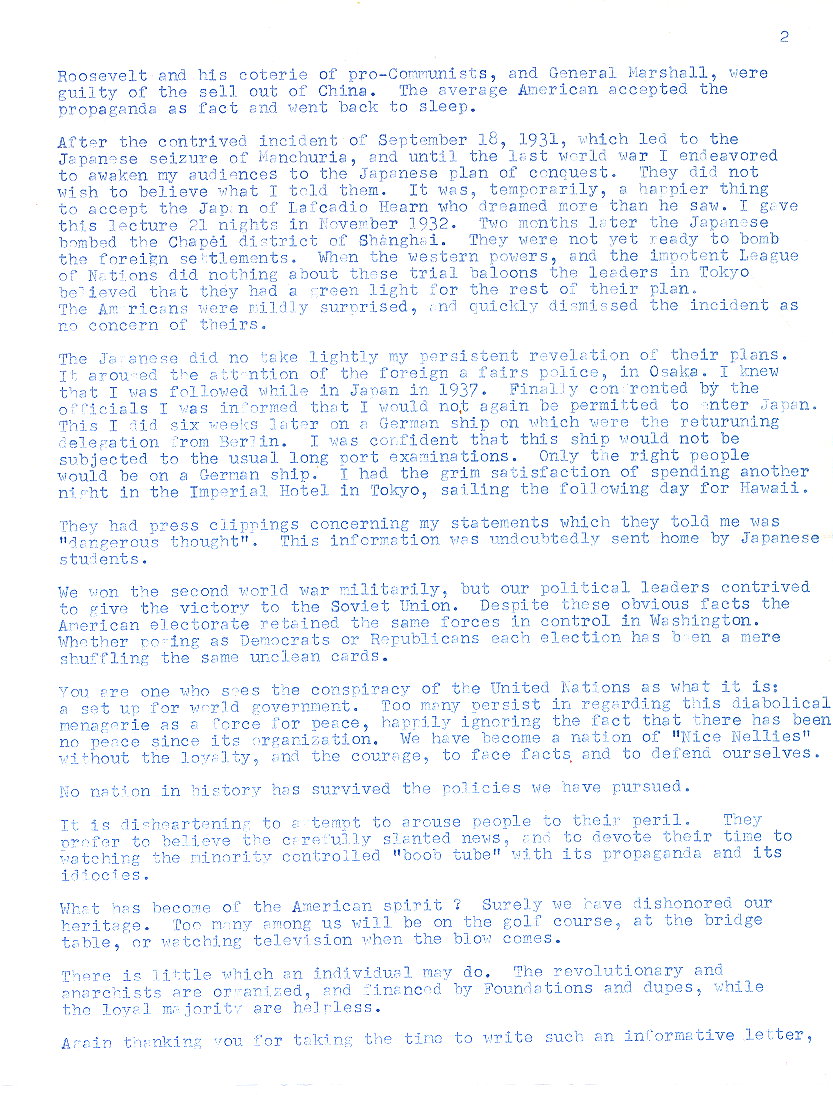 Revilo P. Oliver › List of Oliver Correspondents, pre-1976